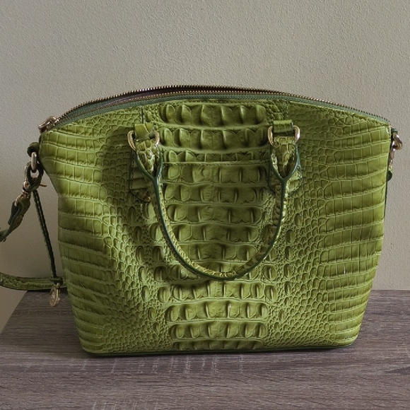 Brahmin | Bags | Brahmin Green Satchel With Luxurious Embossed Texture ...